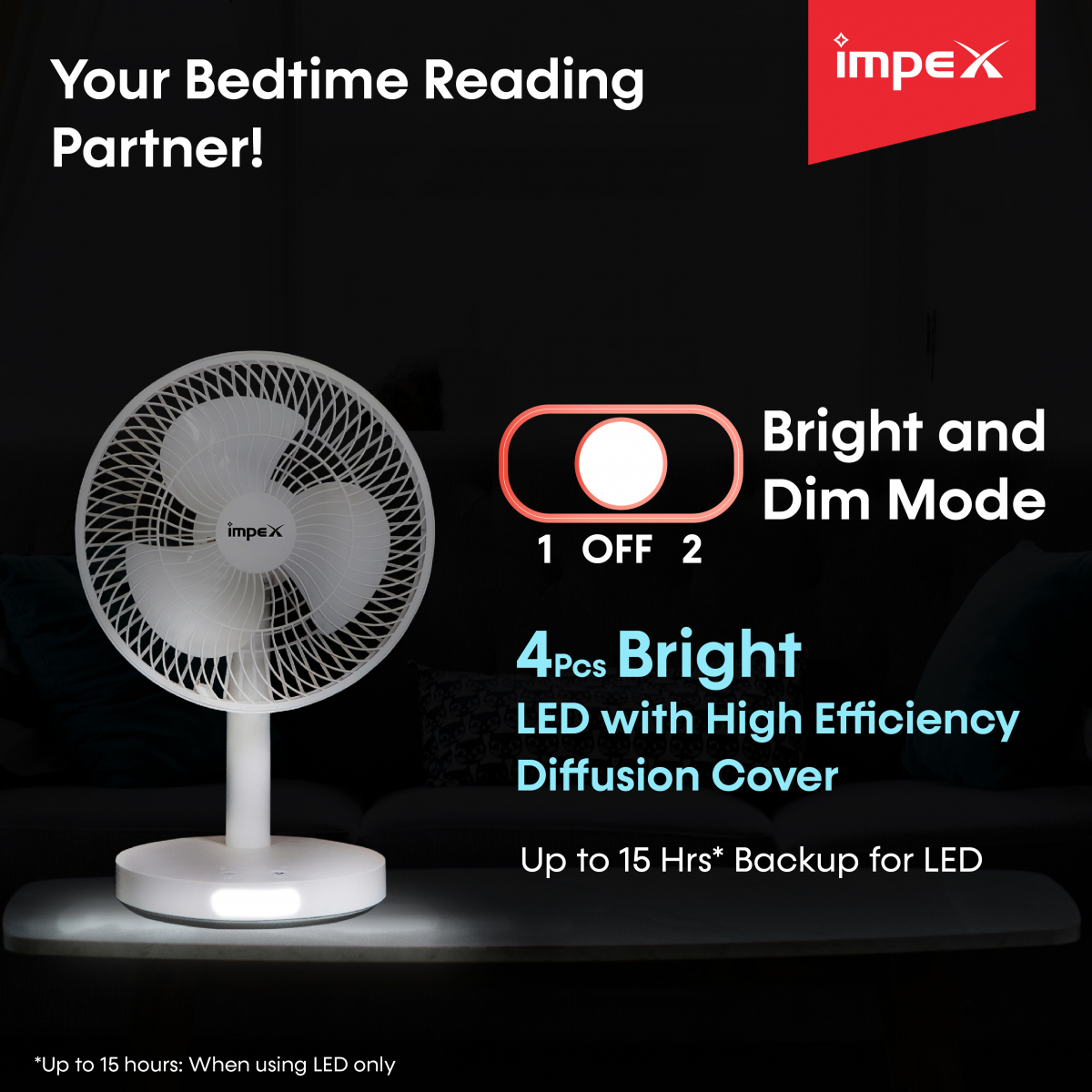 Impex Breeze D2N | Rechargeable Table Fan with Built-in Battery